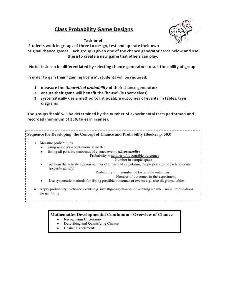 Design and Test Probability Games | PDF