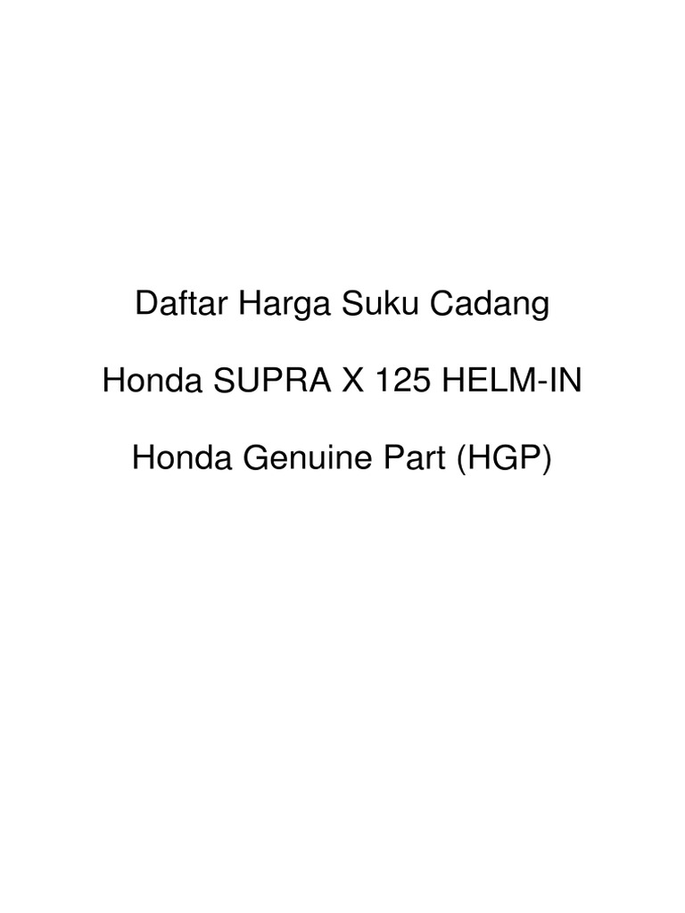 Daftar Harga Suku Cadang Supra X HIFI | PDF | Griya & Taman