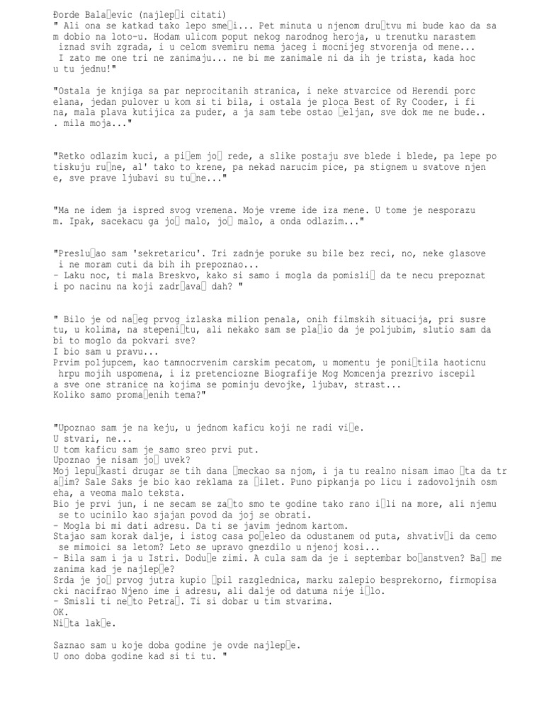 Djordje Balasevic Citati | PDF