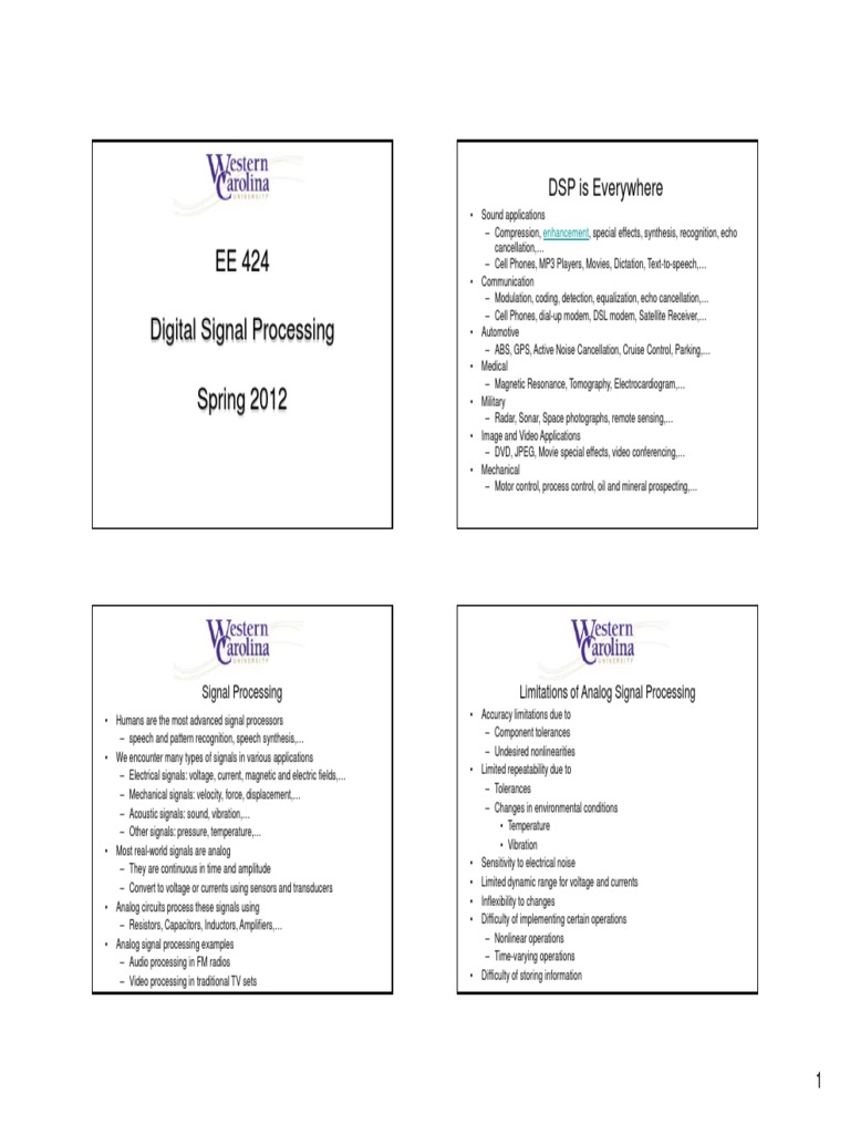 EE 424 Digital Signal Processing Spring 2012: DSP Is Everywhere ...
