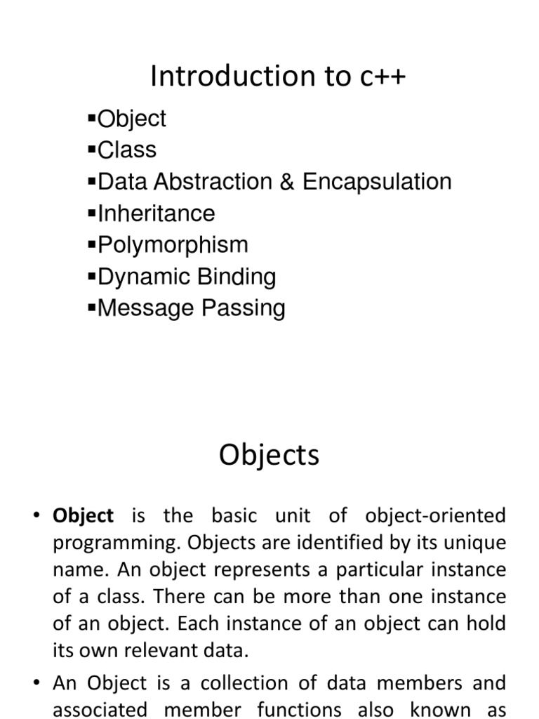 An Introduction To Key Concepts Of C Objects Classes Inheritance Polymorphism And More