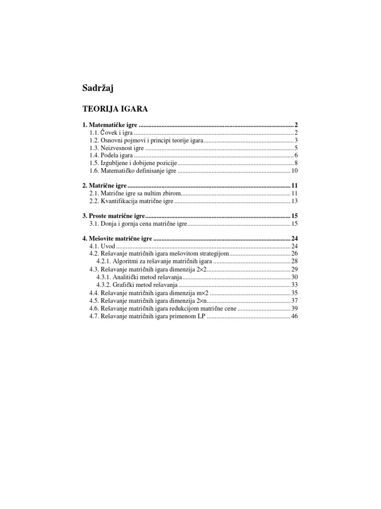 Operaciona Istrazivanja 2 Knjiga Dopuna 1 Teorija Igara | PDF