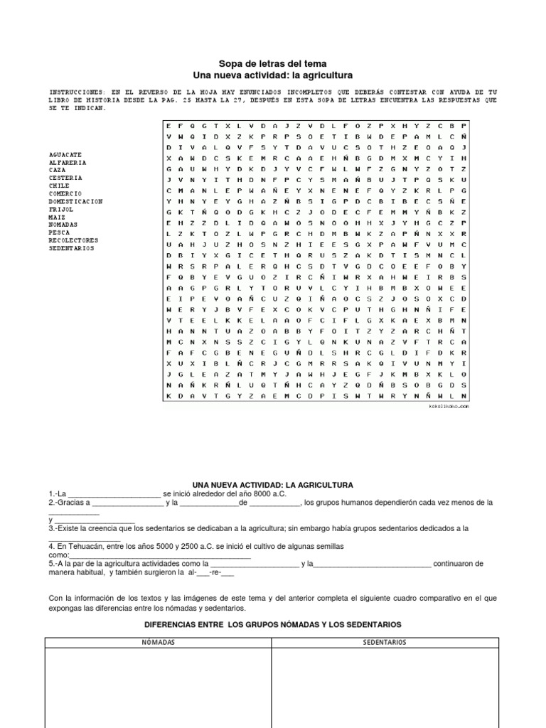Sopa letras agricultura antigua | PDF