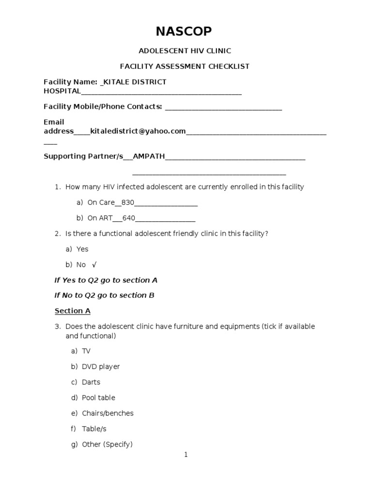 Nascop: If Yes To Q2 Go To Section A If No To Q2 Go To Section B | PDF