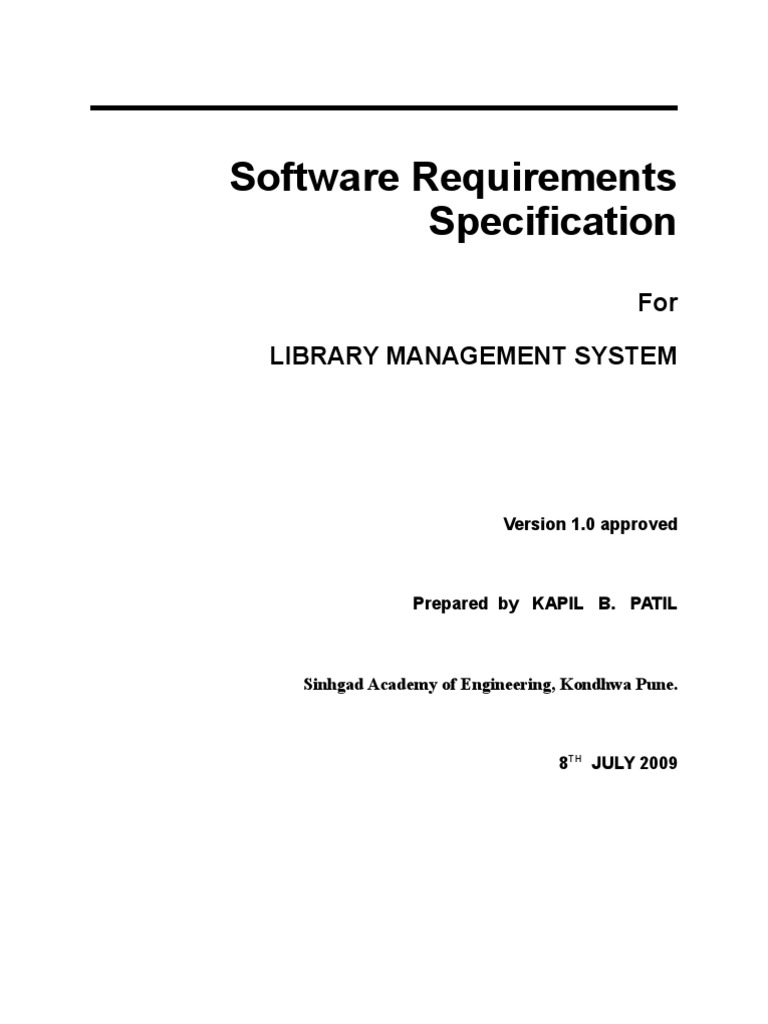 Srs - Library Management System | PDF | Databases | Microsoft Sql Server