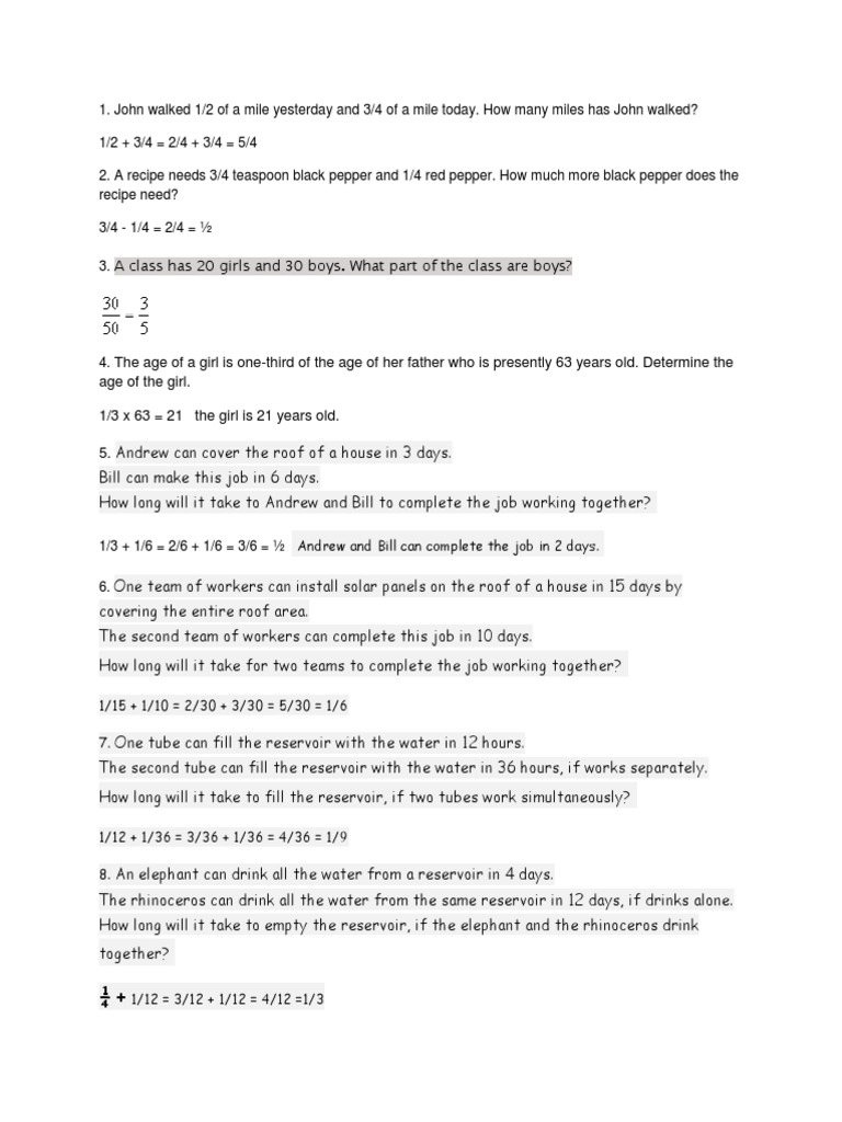 Class Math Word Problems | PDF