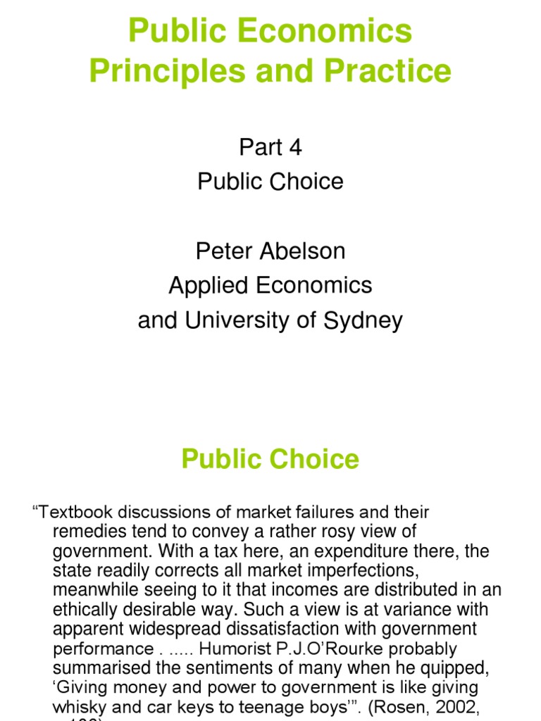 Public Choice | PDF | Public Choice | Economics
