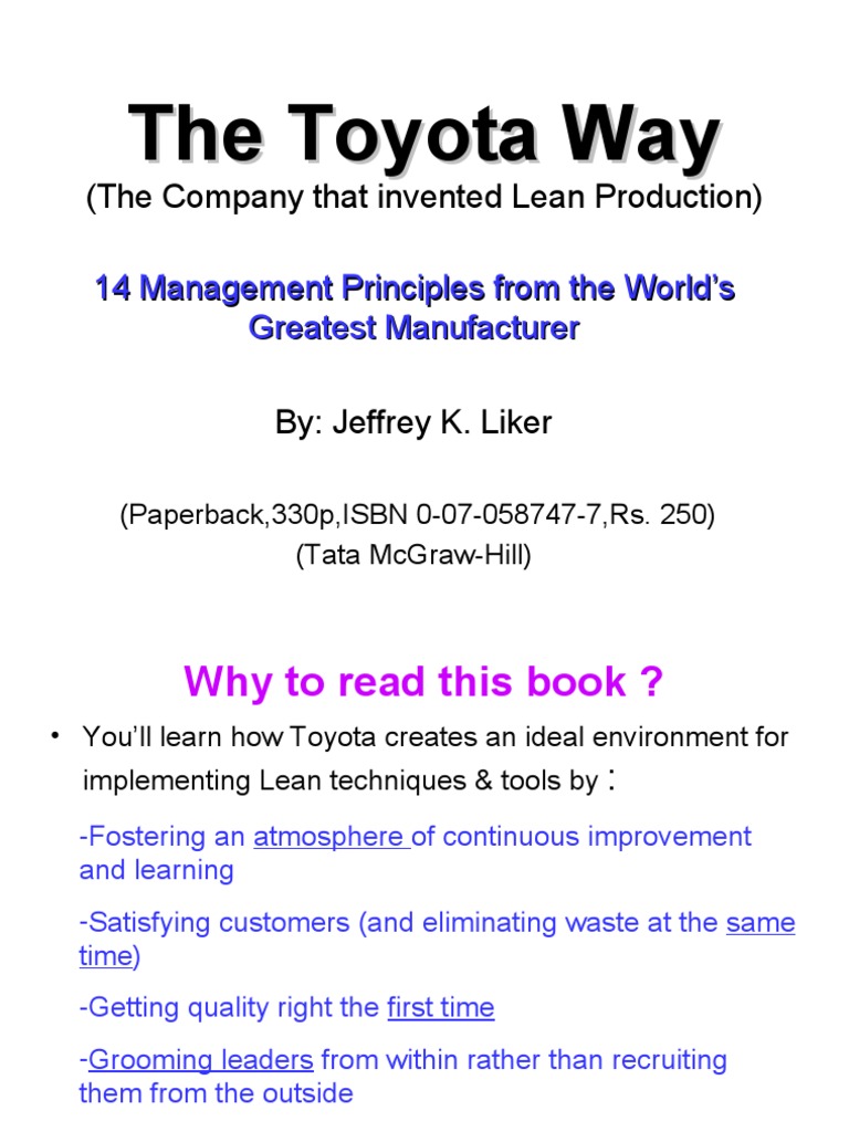 The Toyota Way: 14 Management Principles | PDF | Lean Manufacturing ...