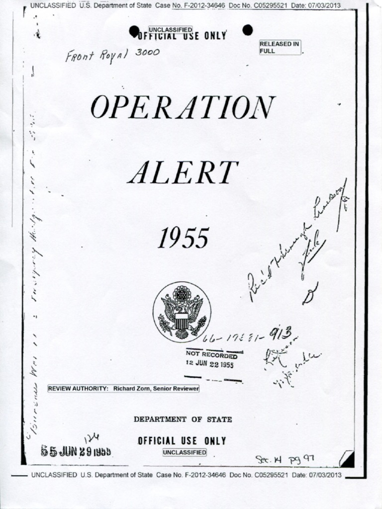 Operation Alert 1955 State Department Document | PDF