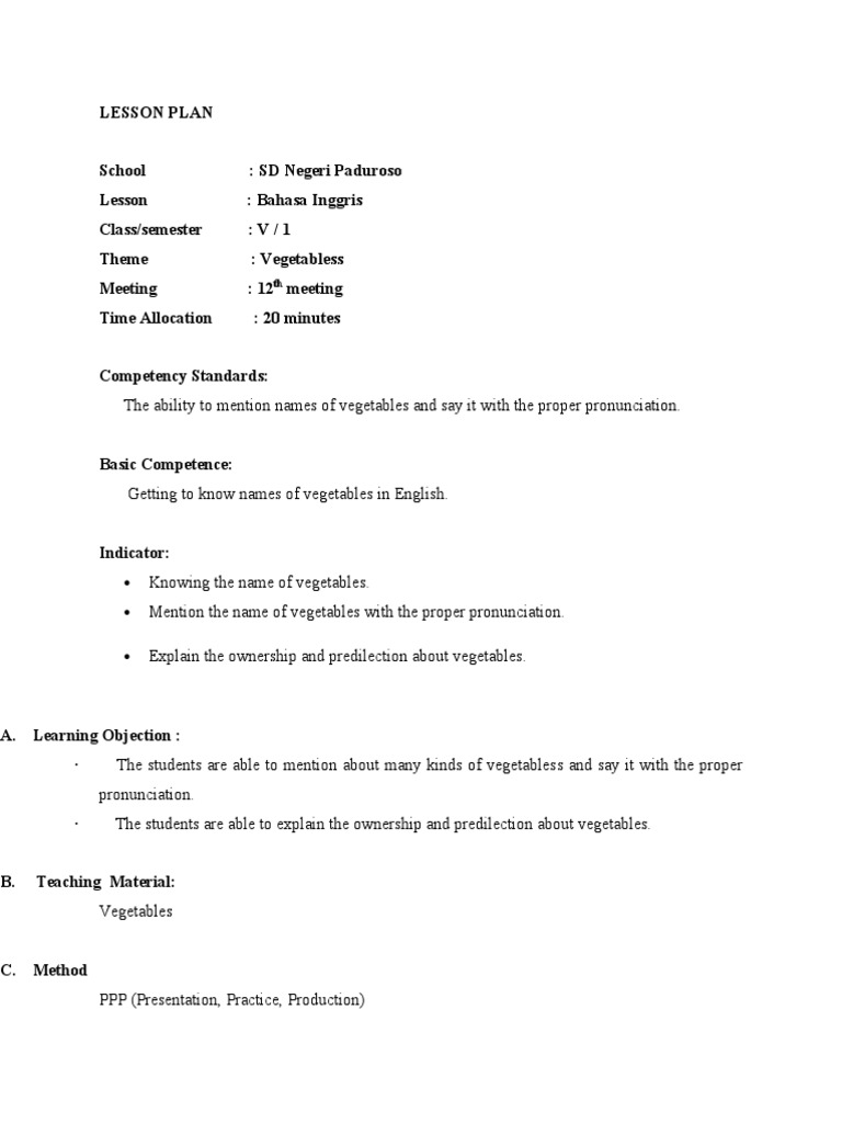 Contoh Lesson Plan Tugas Kuliah | PDF