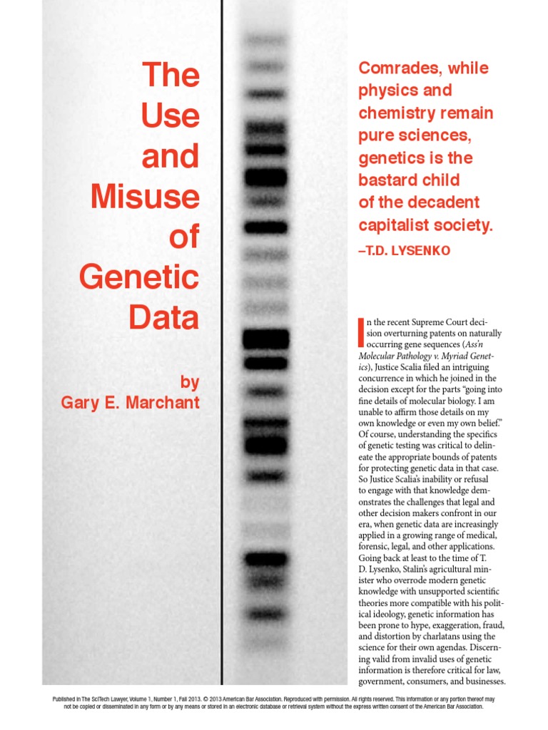2013 Use and Misuse of Genetic Data Marchant - Reprint - Authcheckdam ...
