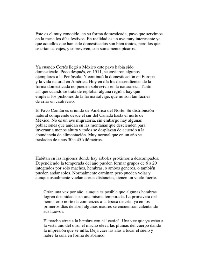Pavo | PDF | Aves | Huevo