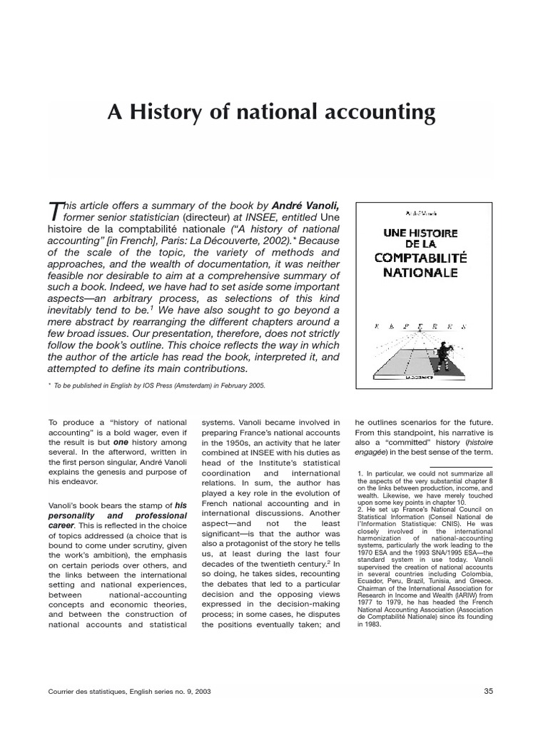 History of National Accounting | PDF | National Accounts | Measures Of ...