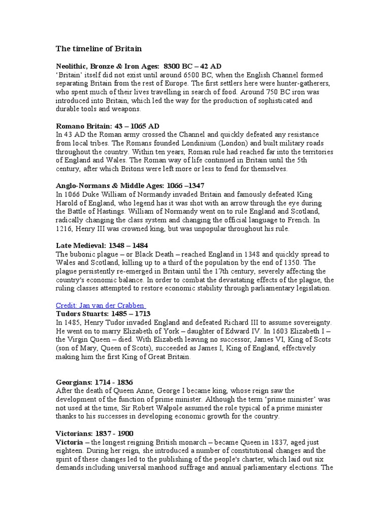 The Timeline of Britain | Download Free PDF | Prime Minister | United ...