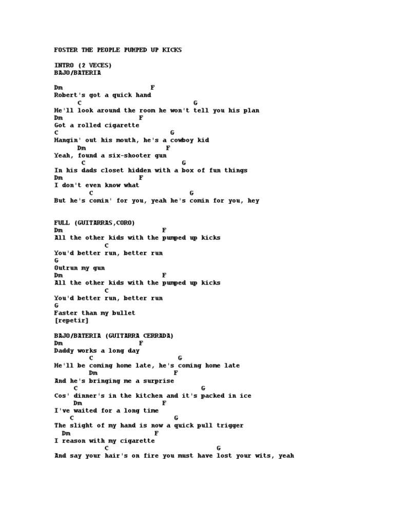 Pumped Up Kicks Chords Guitar