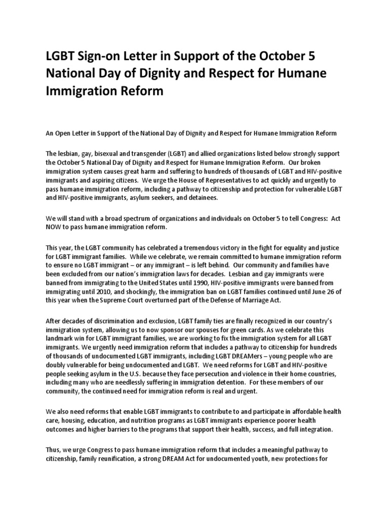 LGBT Endorsement Letter (Day of Dignity and Respect) | PDF | Lgbt ...