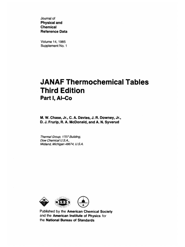 JPCRDS1V14 - JANAF Thermochemical Tables, 3rd Edition JPCRD 14 ...