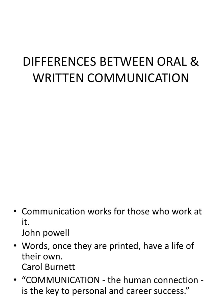 Oral vs Written Communication Differences | PDF | Communication | Semiotics