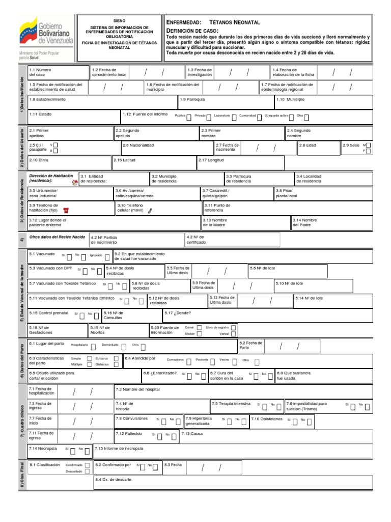 Ficha Tetanos Neonatal | PDF | Infantes | Cuidado de la salud