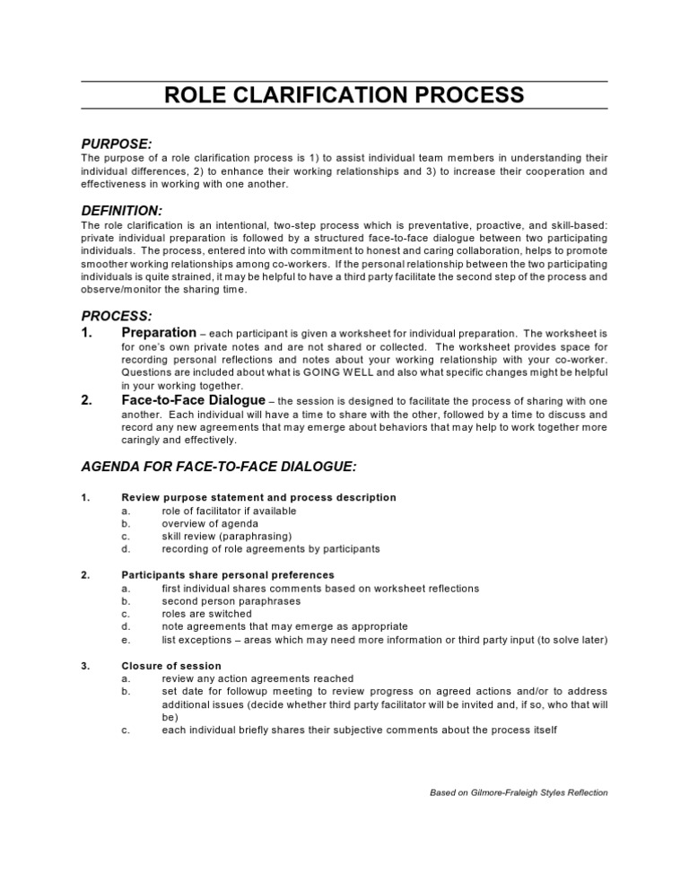 Role Clarification Process | PDF | Facilitator | Psychology