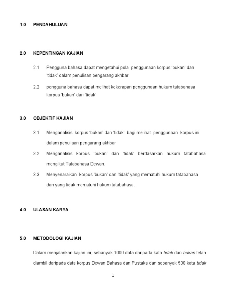 Analisis Korpus Kata Nafi 'Bukan' dan 'Tidak' | PDF