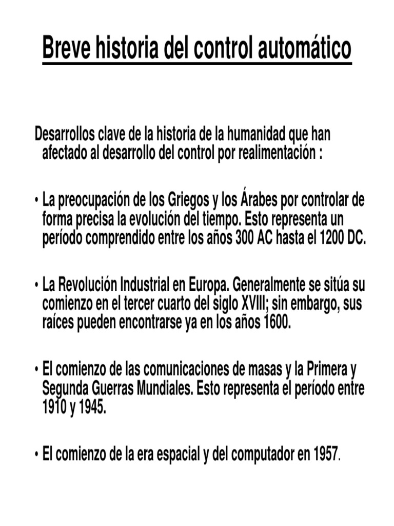 Breve Historia Del Control Automático | PDF | Máquina de vapor ...