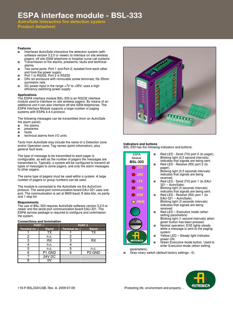 ESPA Interface Module BSL-333 | Download Free PDF | Power Supply | Data ...