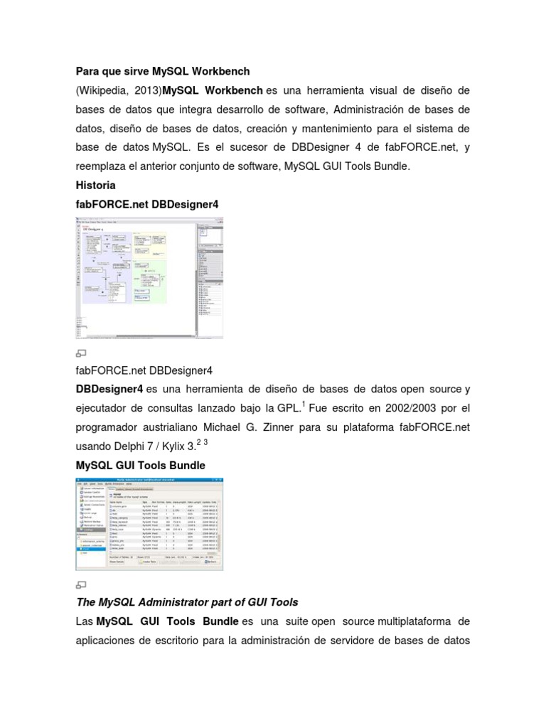 Para Qué Sirve Mysql Workbench | PDF | Informática | Mi sql