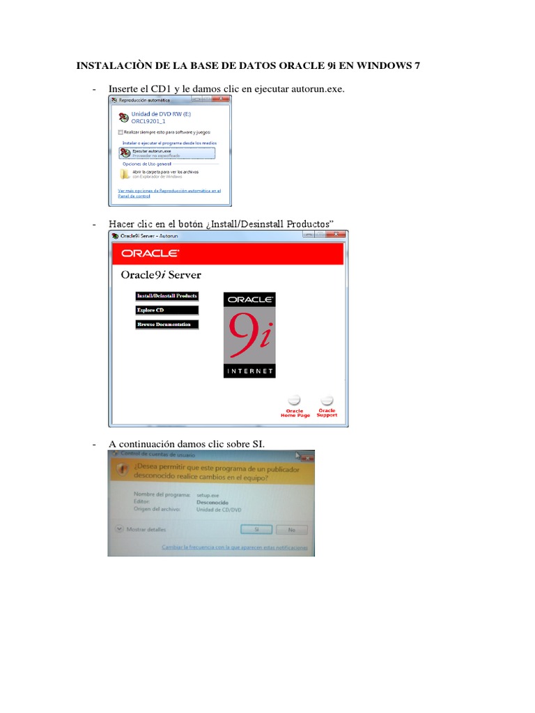INSTALACIÒN DE LA BASE DE DATOS ORACLE 9i en Windows 7 | Descargar ...