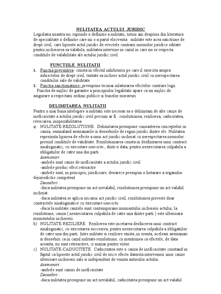 Nulitatea Actului Juridic