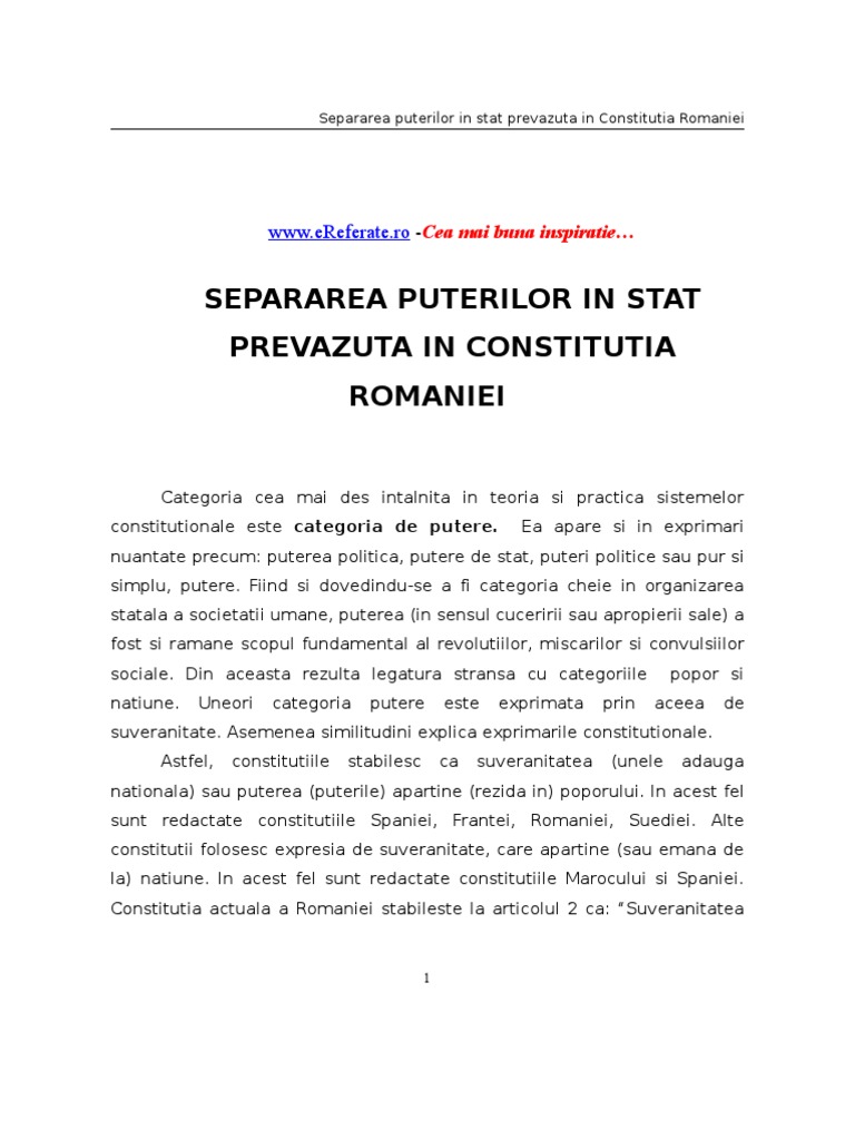 Separarea Puterilor in Stat | PDF