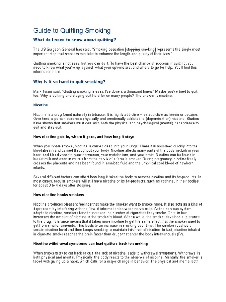 Guide To Quitting Smoking | PDF | Smoking Cessation | Tobacco Smoking