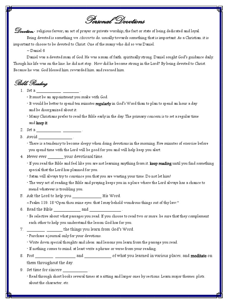 Personal Devotions: Devotion | PDF | Prayer | Book Of Job