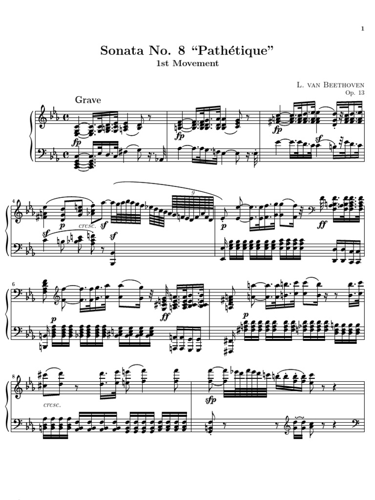 Sonata pathetique Nº8 1st Movement | Composiciones | Piezas solistas ...