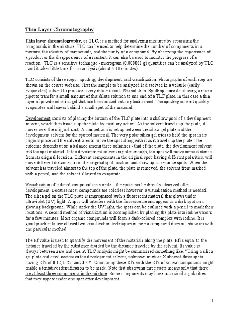 TLC | PDF | Thin Layer Chromatography | Solvent