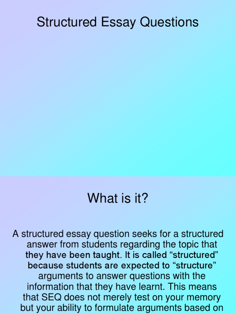 Structured Essay Questions | PDF