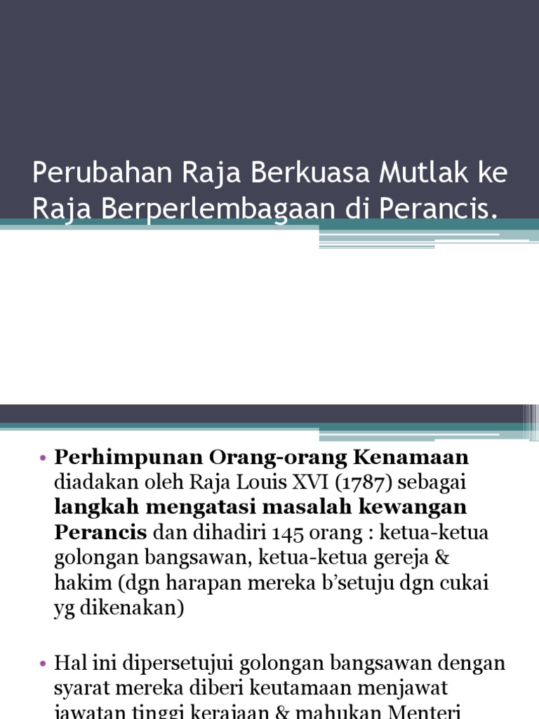 Perubahan Raja Berkuasa Mutlak Ke Raja Berperlembagaan | PDF