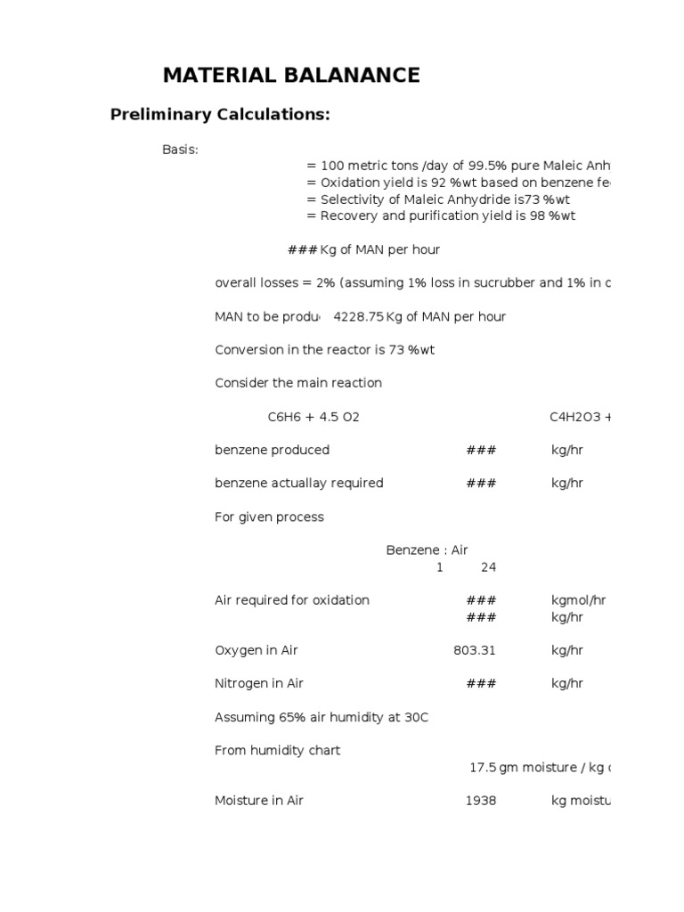 Material Balance | PDF | Phases Of Matter | Gases