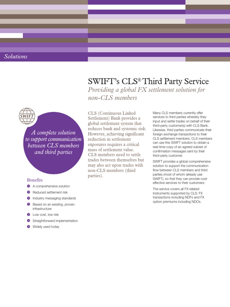 SWIFT's CLS ® Third Party Service | PDF | Banking | Business