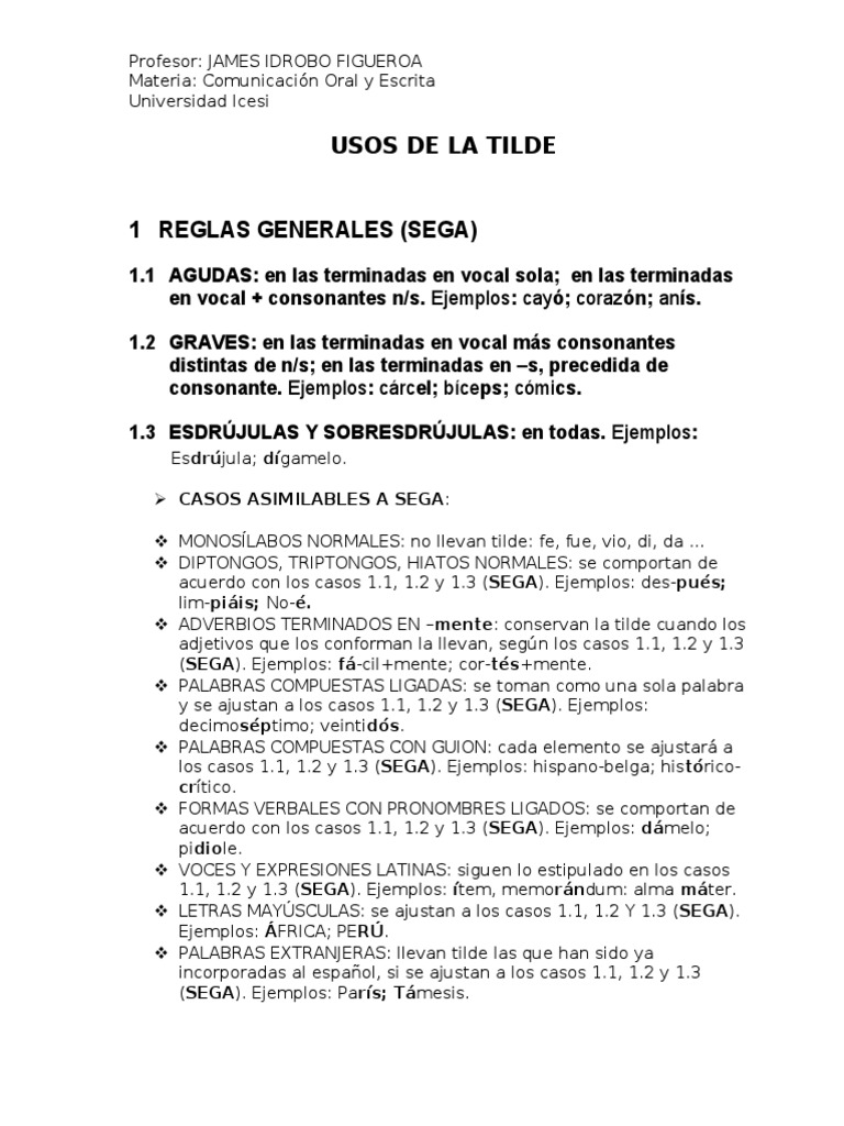 Usos de La Tilde | PDF | Adverbio | Estilo (ficción)