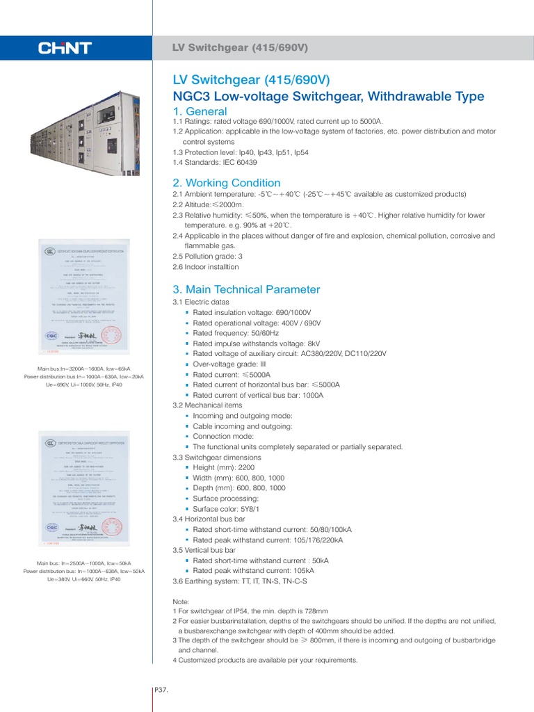 NGC3+Low Voltage+Switchgear,+Withdrawable+Type | PDF | Switch | Mains ...