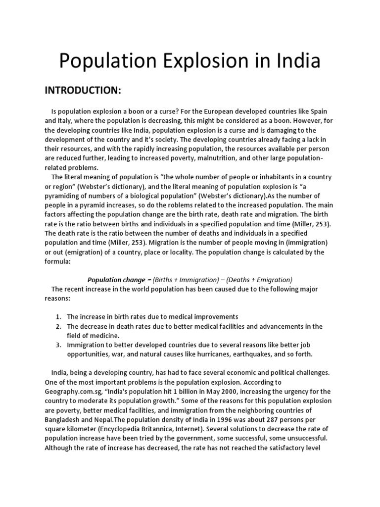 Population Explosion in India | PDF | Family Planning | Natural Environment