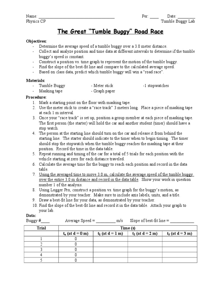 Tumble Buggy Road Race 2012 | PDF | Speed | Physical Quantities