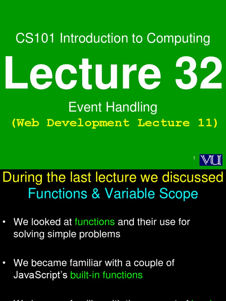 Cs101 Introduction To Computing Web Development Lecture 11 Pdf Subroutine Parameter