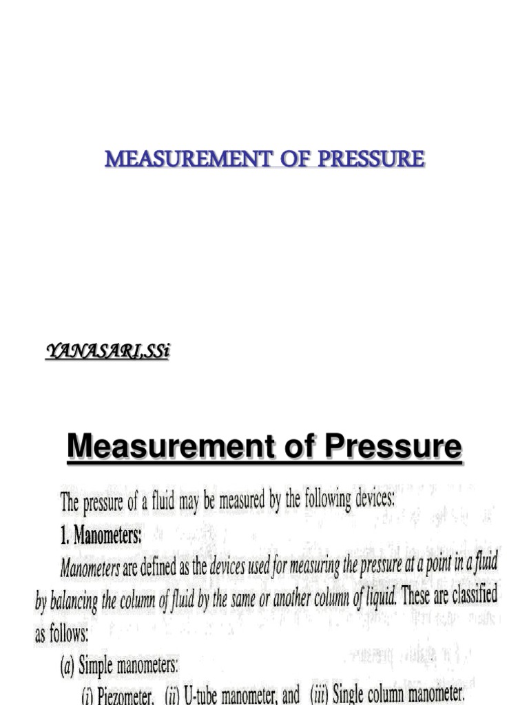 Pressure Measurement Techniques and Calculations | PDF