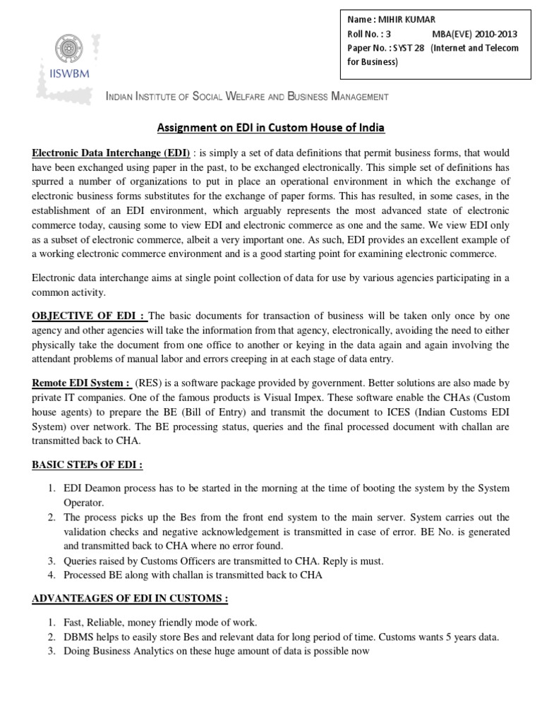 Customs EDI | PDF | Electronic Data Interchange | Information ...