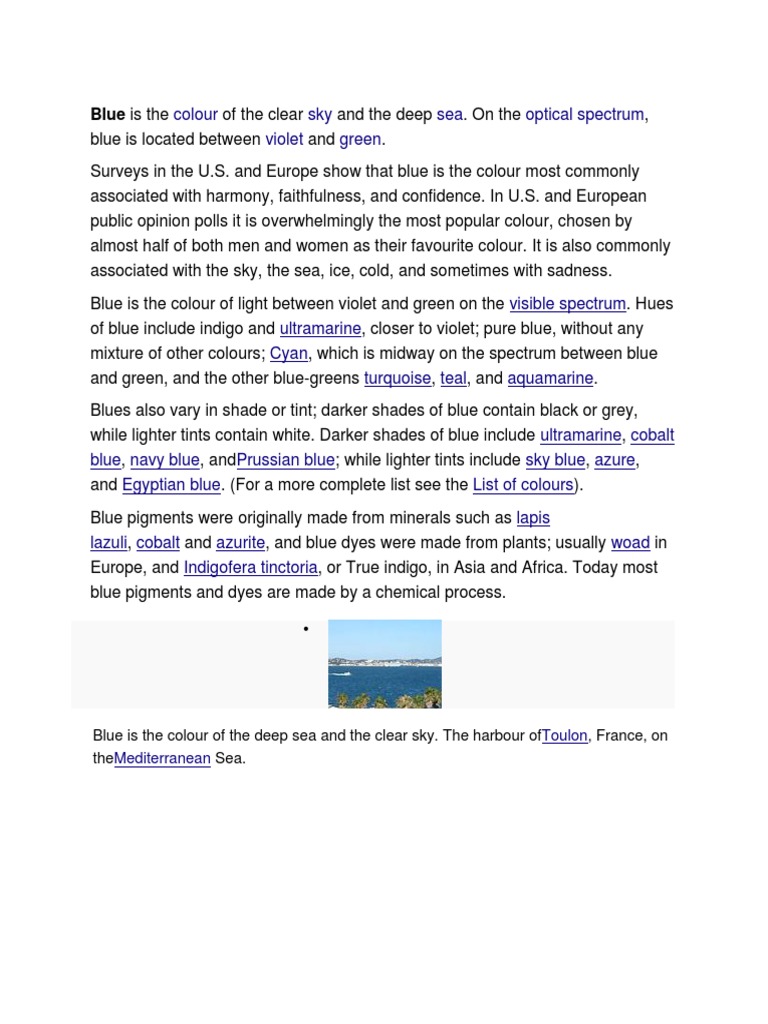 Blue Color Information | PDF | Blue | Qualia