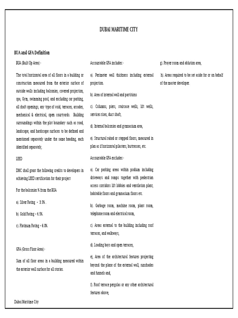 BUA & GFA Definition For DMC | PDF | Building Technology | Civil ...