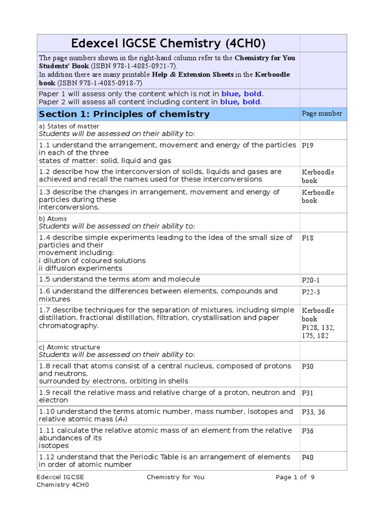 Edexcel IGCSE Chemistry
