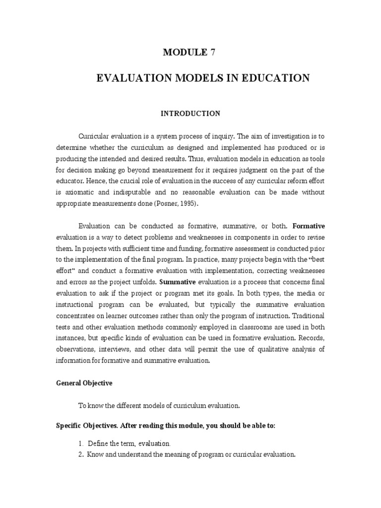 Module 7 | PDF | Program Evaluation | Evaluation